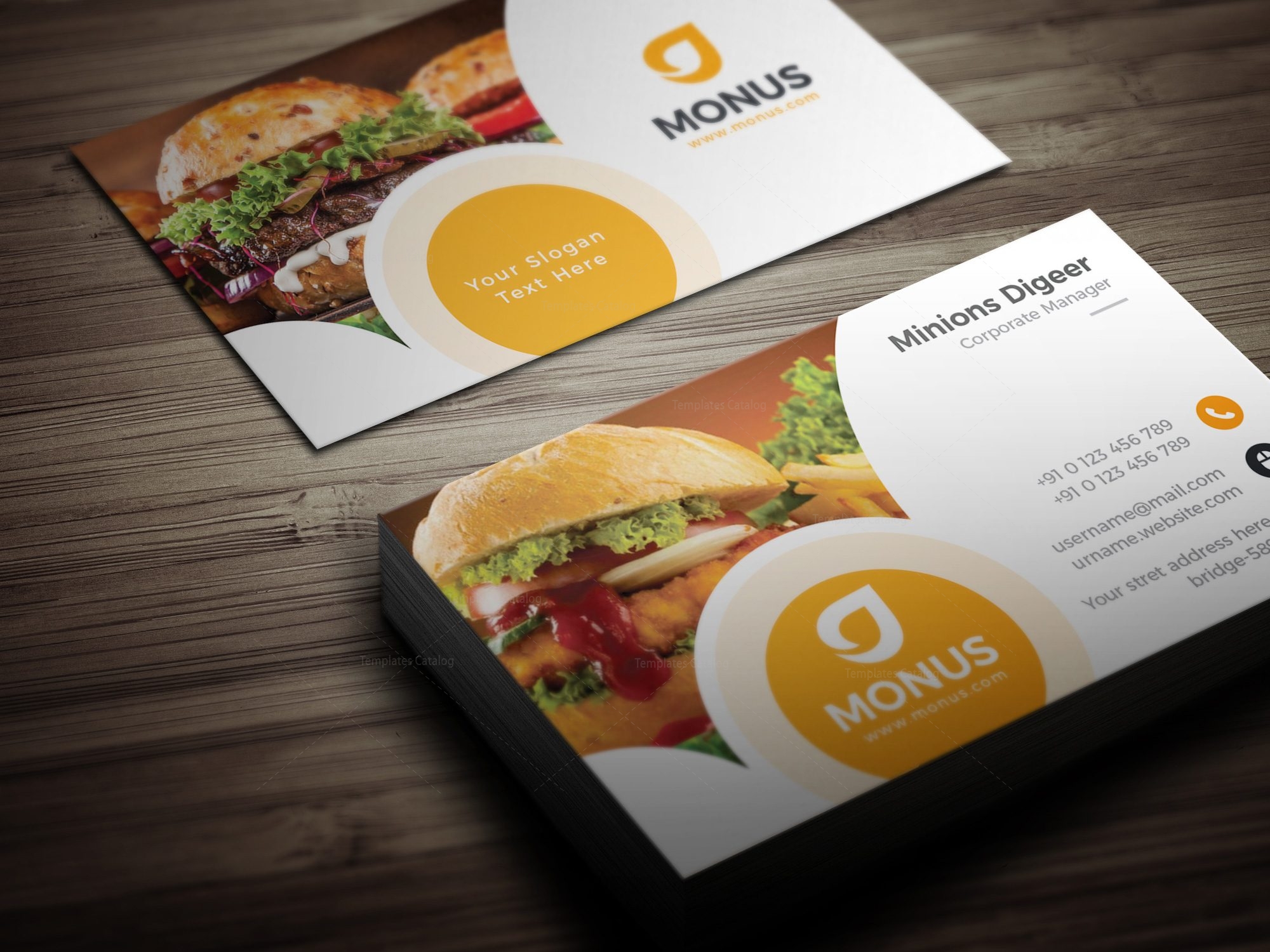 Burger Business Card Design Template - Template Paradise | Graphic ...