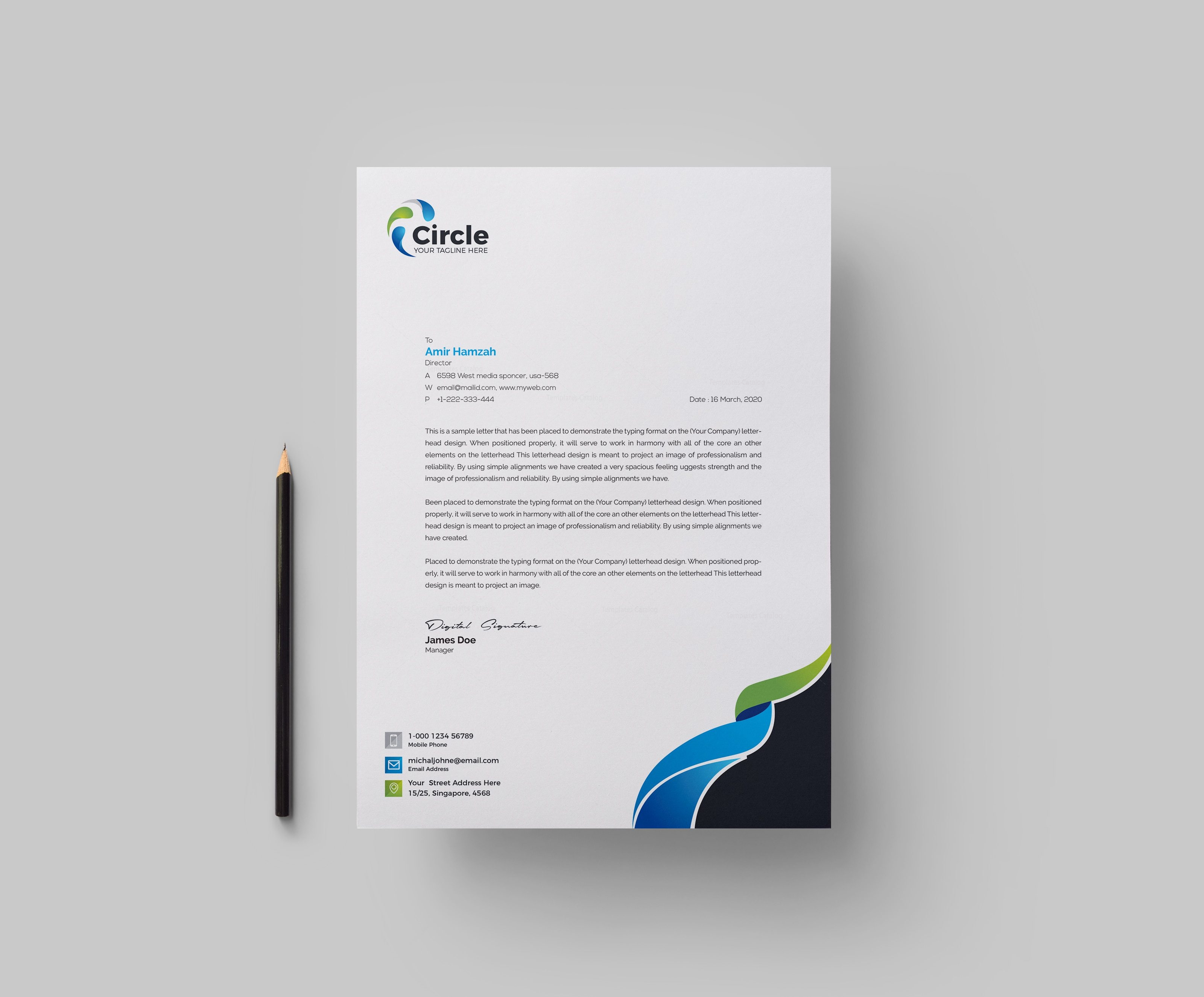 Circle Corporate Letterhead Design Template - Template Paradise ...