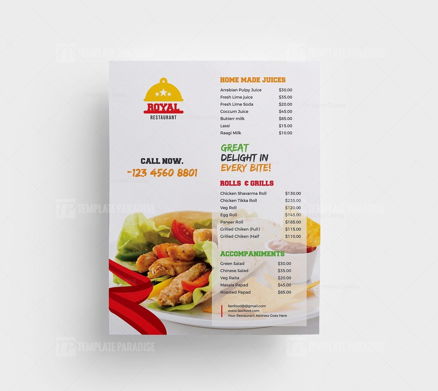 Healthy Food Menu Template - Template Paradise | Graphic Templates Store
