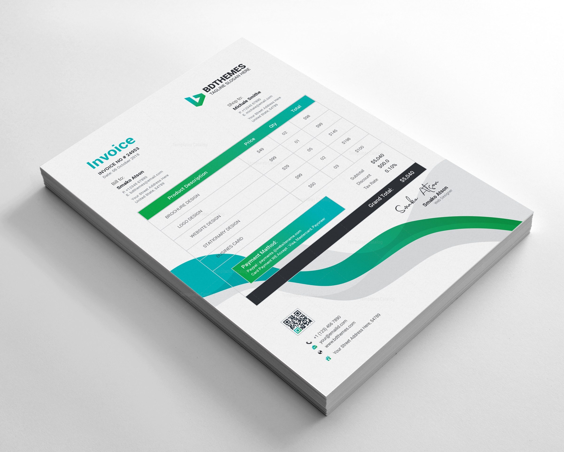 Insurance Invoice Design Template - Template Paradise | Graphic ...