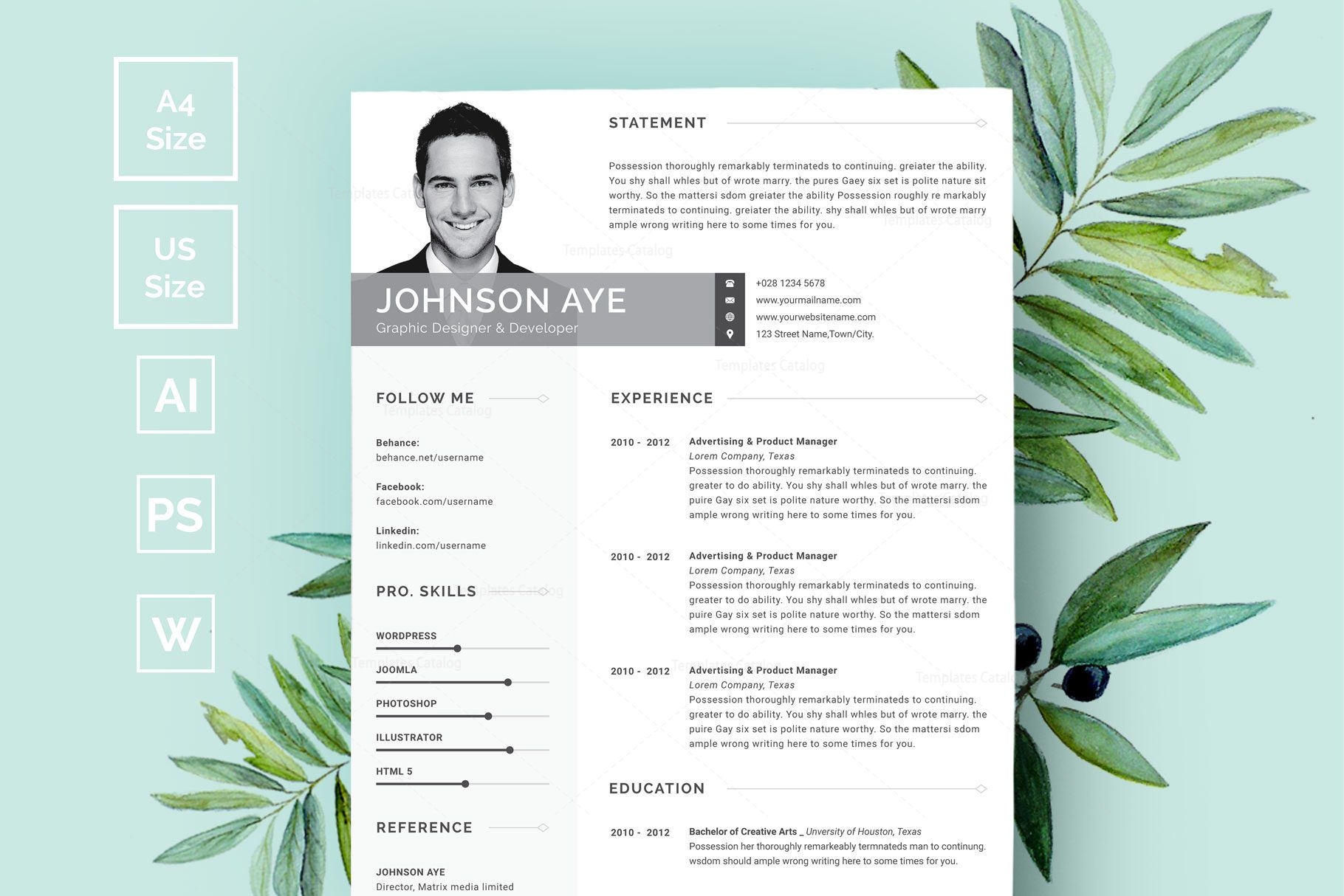 Premium Curriculum Vitae Template - Template Paradise | Graphic ...