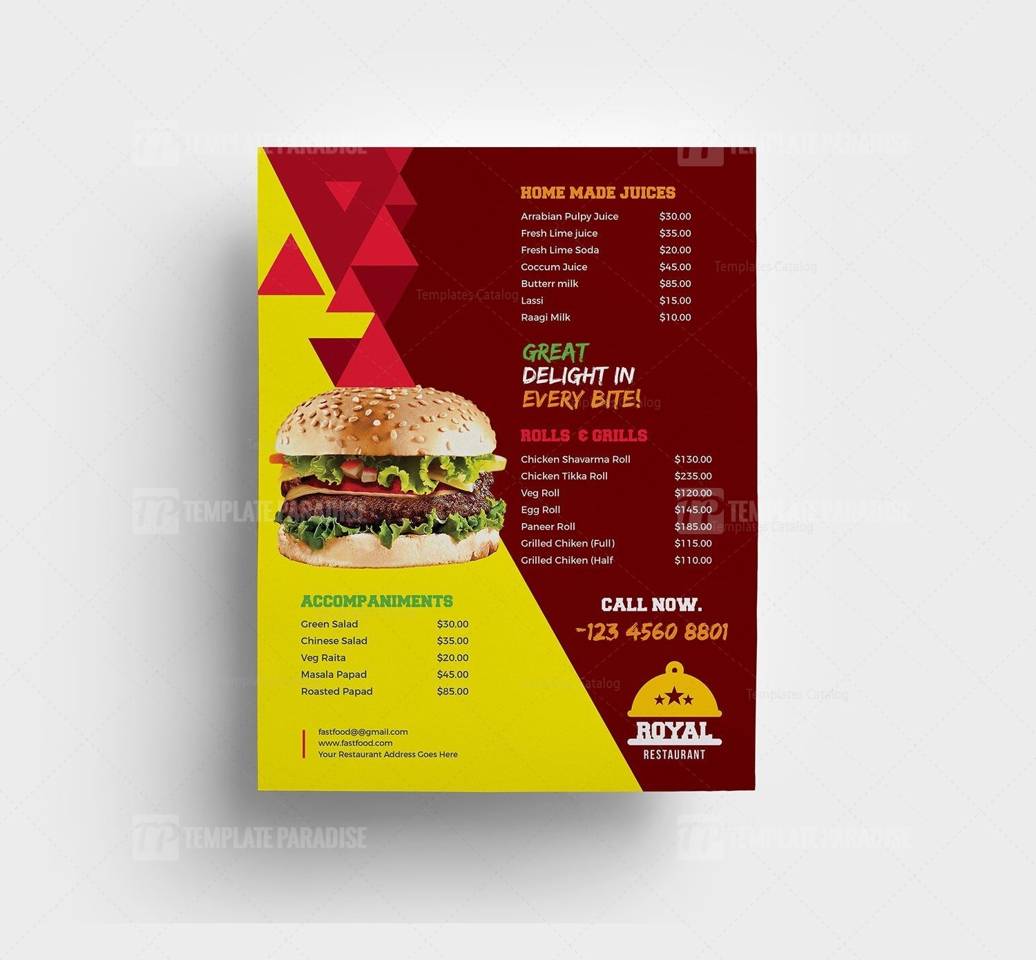 Premium Food Menu Template - Template Paradise | Graphic Templates Store