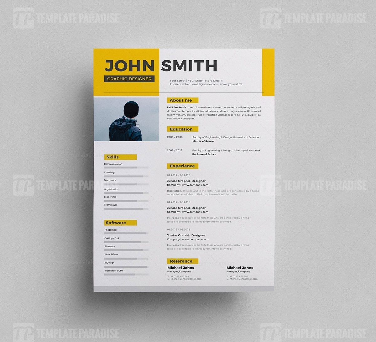 PSD Resume Template - Template Paradise | Graphic Templates Store