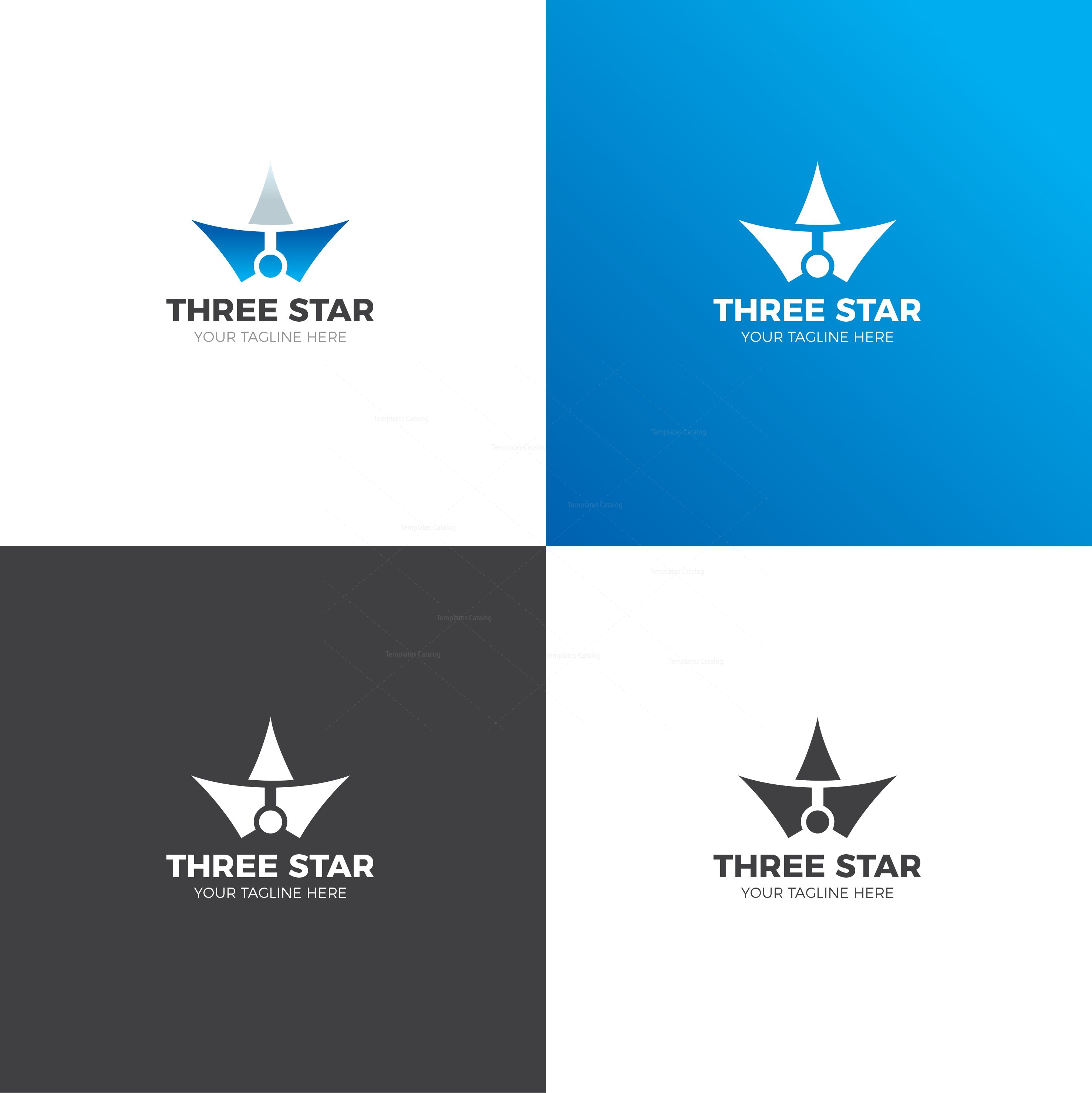 Three Stars Logo Design Template - Template Paradise | Graphic ...